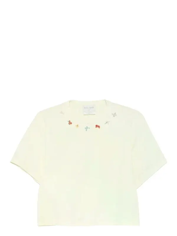 FORTE_FORTE Floral-embroidered T-shirt - Yellow