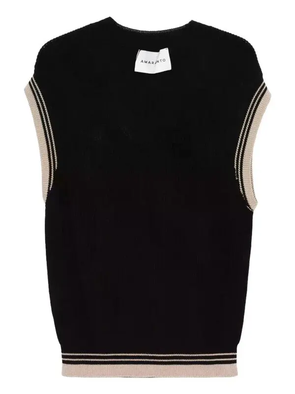 AMARANTO V-neck Vest - Black