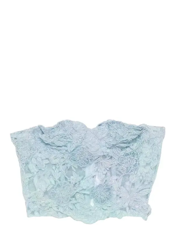 Ermanno Scervino Floral-lace Strapless Top - Blue