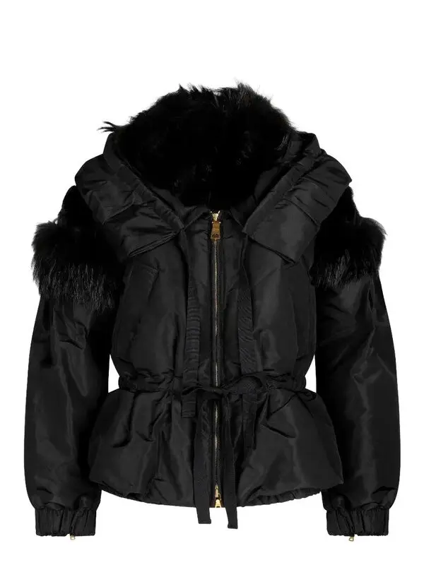 Prada Fur-trimmed Drawstring Jacket - Black