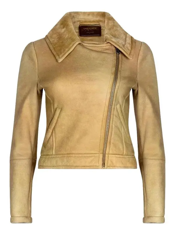 Prada Shearling Zip-up Jacket - Neutrals