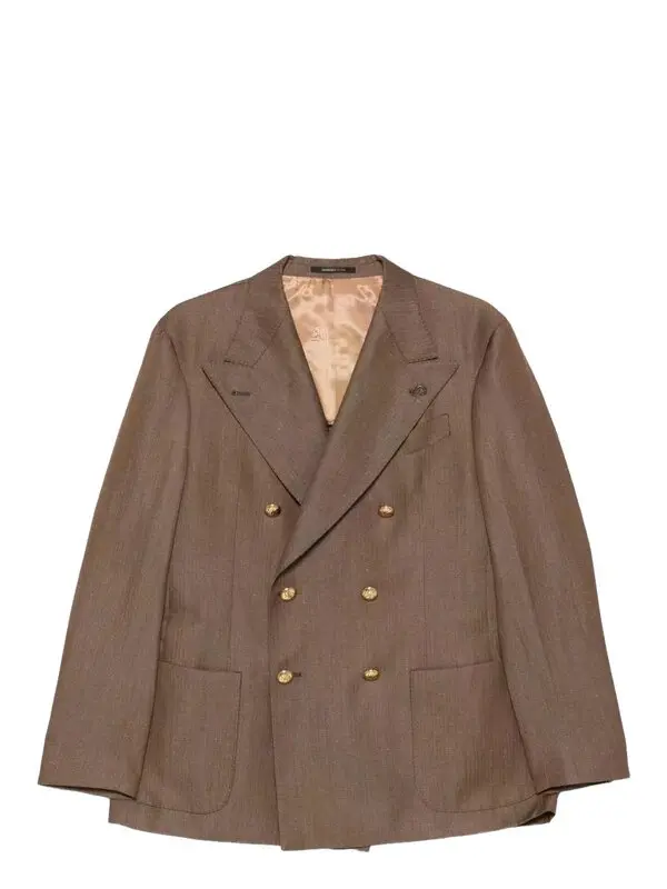 GABRIELE PASINI Double-breasted Front-pocket Blazer - Brown