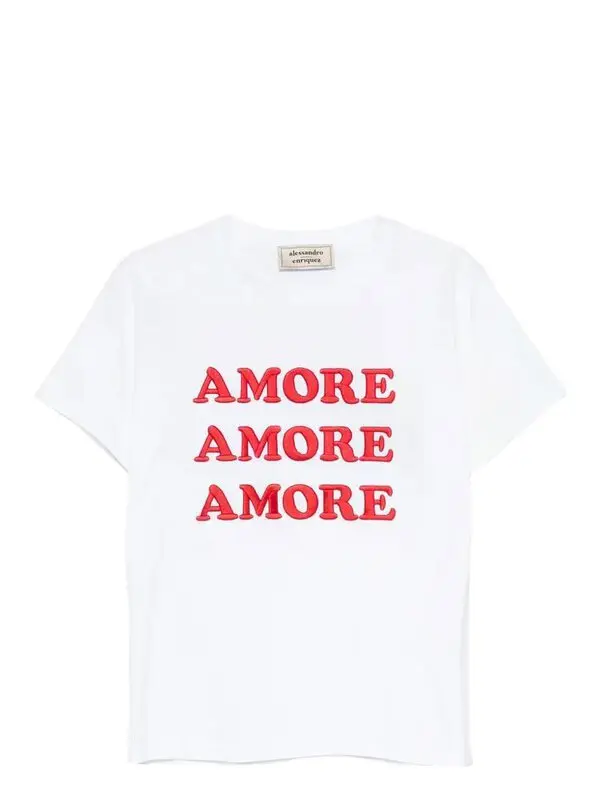 ALESSANDRO ENRIQUEZ Slogan-embroidered T-shirt - White