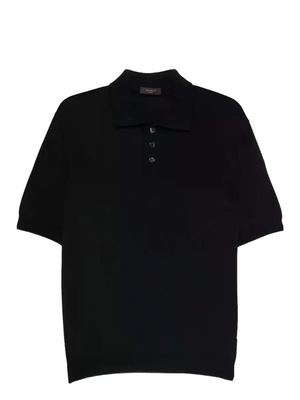 ZANONE Button Short-sleeve Polo Shirt - Black