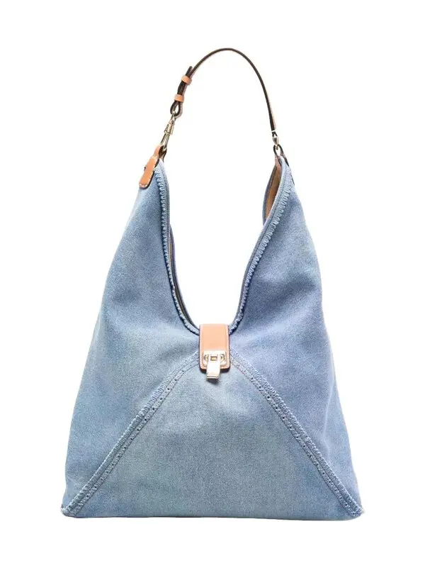 Ermanno Scervino Large Denim Shoulder Bag - Blue