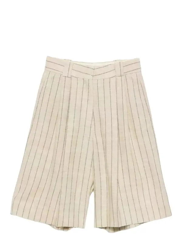BLAZÉ MILANO Striped Pleated Wide Leg Shorts - Neutrals