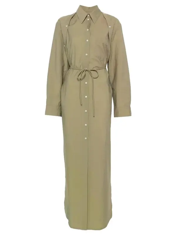 Nanushka Erisha Button-detail Maxi Shirt Dress - Green