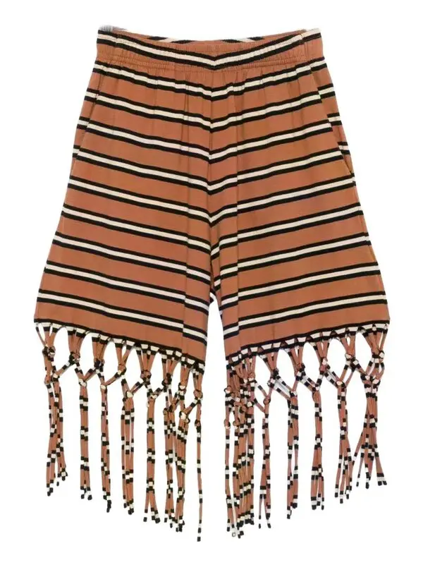 Nanushka Analu Striped Shorts - Brown