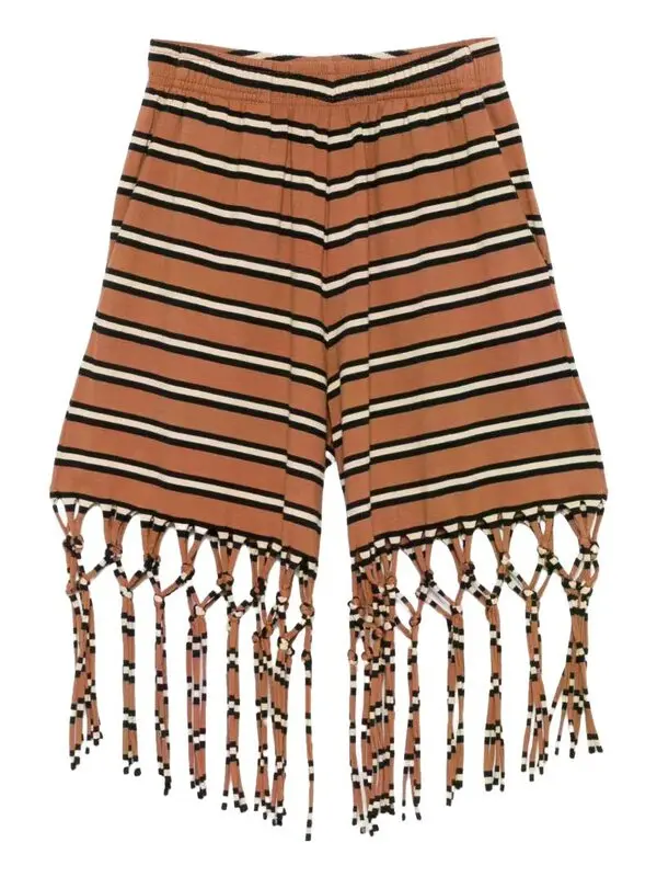Nanushka Analu Striped Shorts - Brown