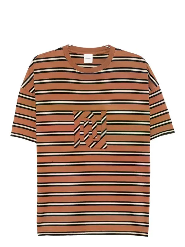 Nanushka Wren Monogram-patch Striped T-shirt - Brown