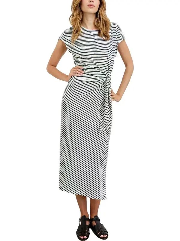 Rails Selah Knotted Striped Midi Dress - White