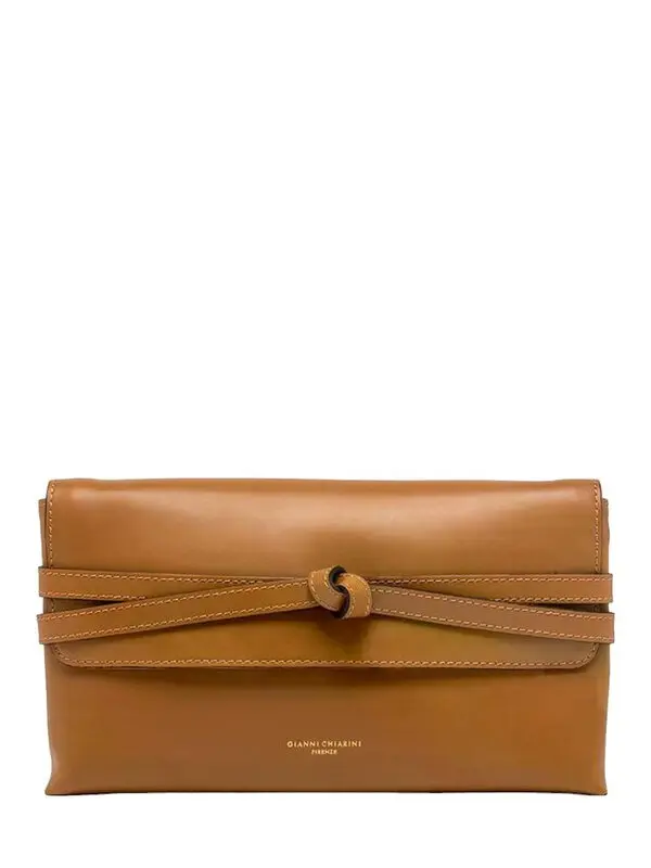 GIANNI CHIARINI Belty Knotted Leather Clutch - Brown
