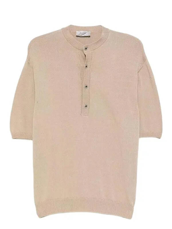 PENCE 1979 Livio Henley-neck Knitted T-shirt - Neutrals
