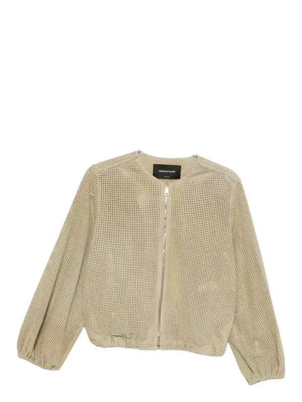 Fabiana Filippi Perforated Zip-up Jacket - Neutrals