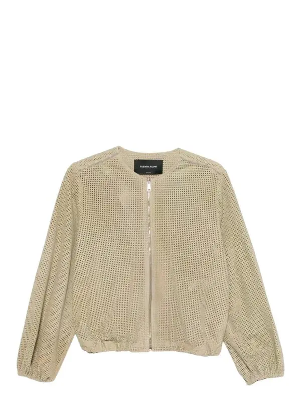 Fabiana Filippi Perforated Zip-up Jacket - Neutrals
