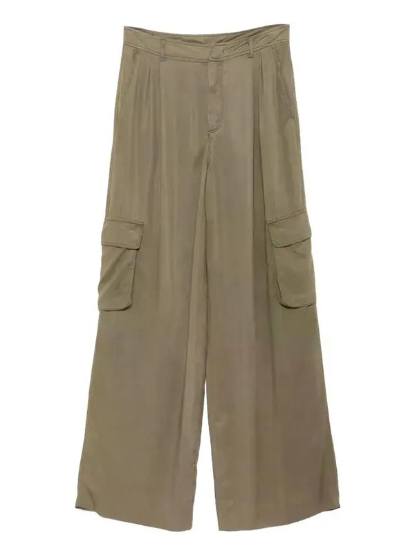 Iceberg Pleated Cargo-pocket Palazzo Pants - Green