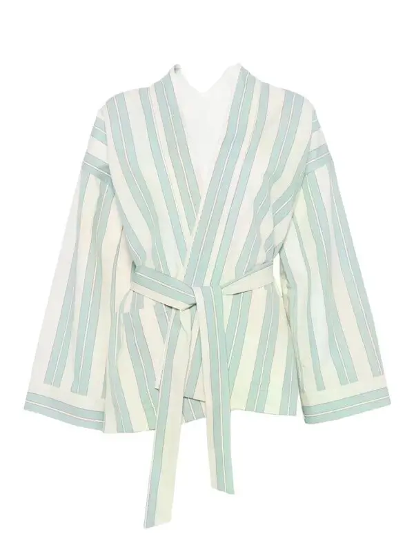 FORTE_FORTE Striped Wrap Jacket - Blue