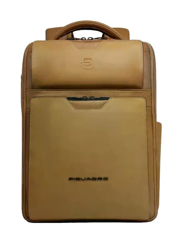 PIQUADRO Grained Leather Backpack - Neutrals