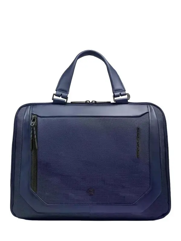 PIQUADRO Expandable Leather-trim Laptop Bag - Blue