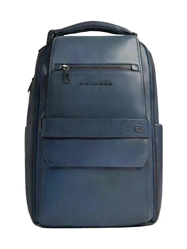 PIQUADRO Leather Laptop Backpack - Blue