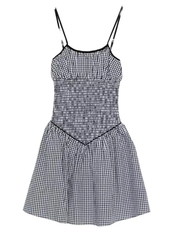 Frankies Bikinis Gingham-pattern Mini Dress - White