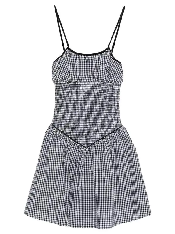 Frankies Bikinis Gingham-pattern Mini Dress - White