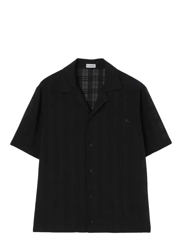 Burberry Relaxed Fit Check Cotton Voile Shirt - Black