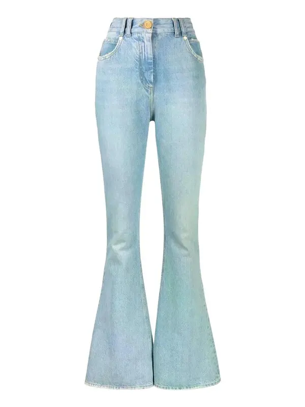 Balmain Monogram Bootcut Jeans - Blue