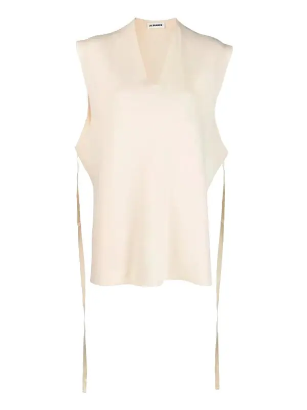 JIL SANDER Wool V-neck Vest - Neutrals