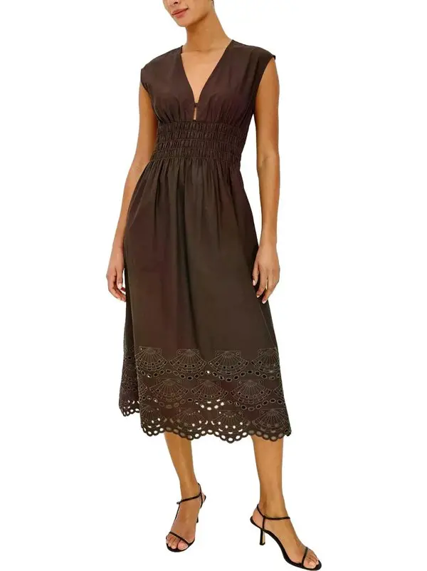 Rails Roxanne Eyelet-embroidered Midi Dress - Brown