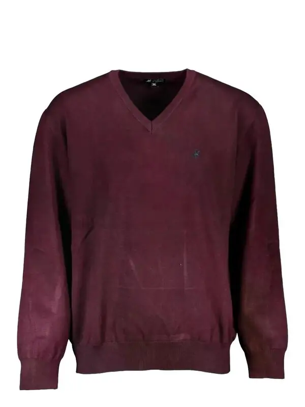 U.S. Grand Embroidered Logo V-neck Sweater - Red