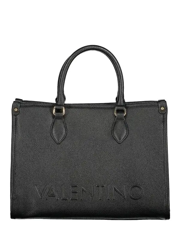 MARIO VALENTINO Logo-embossed Pebbled Tote - Black