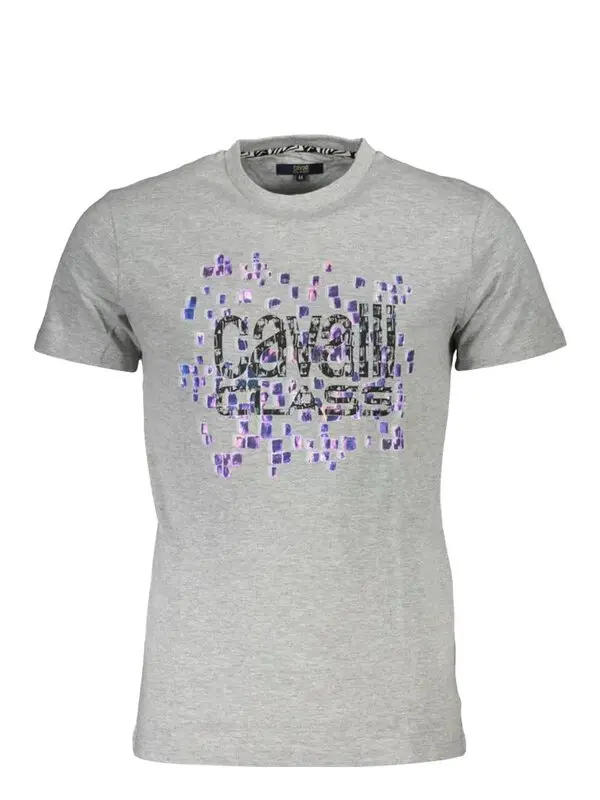 Roberto Cavalli Pixelated Logo-print T-shirt - Grey