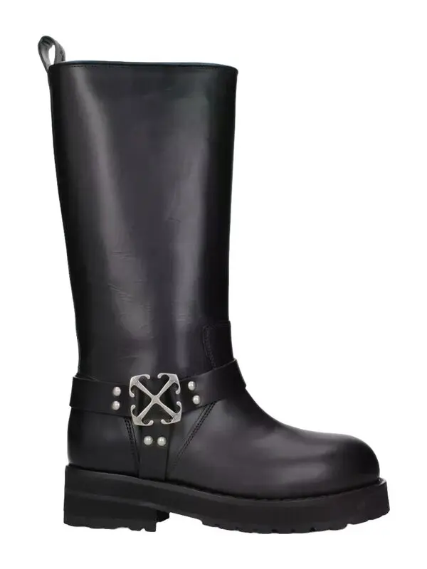 Off-White Off Track Buckle-detail Leather High Boots - Black