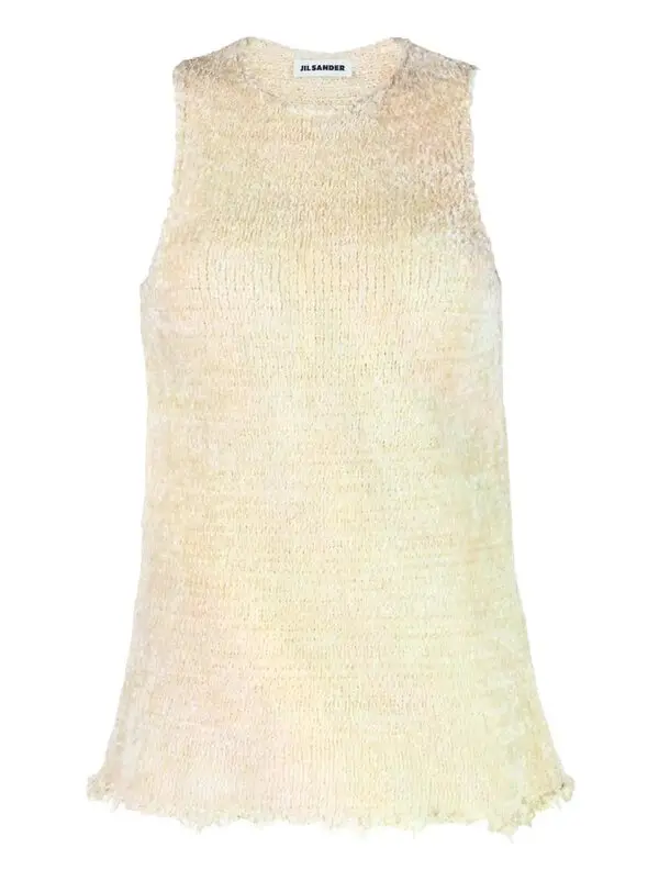 JIL SANDER Frayed Knitted Top - Neutrals