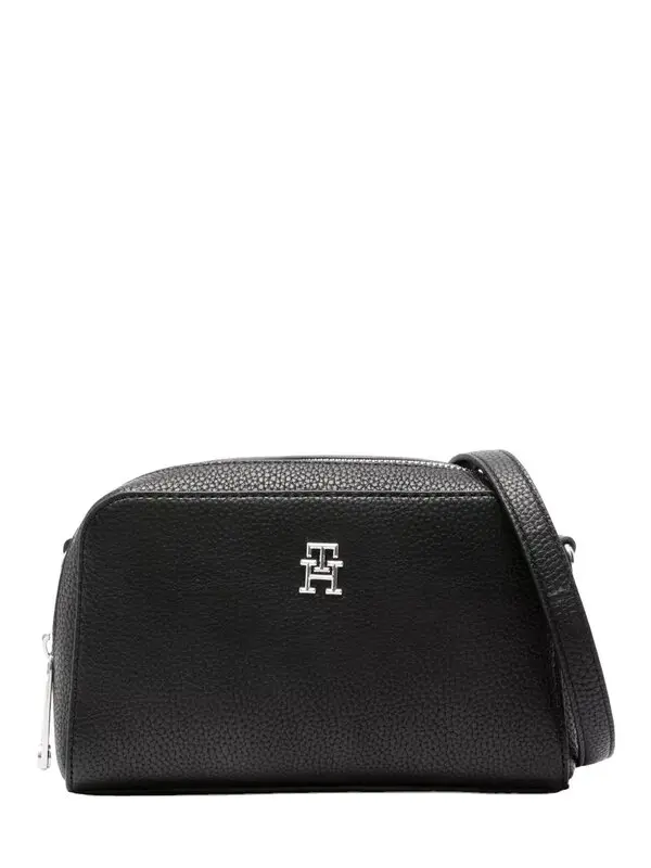 Tommy Hilfiger Grained-texture Crossbody Bag With Logo Plaque - Black