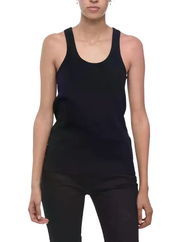 JIL SANDER Embossed Logo Knitted Top - Black