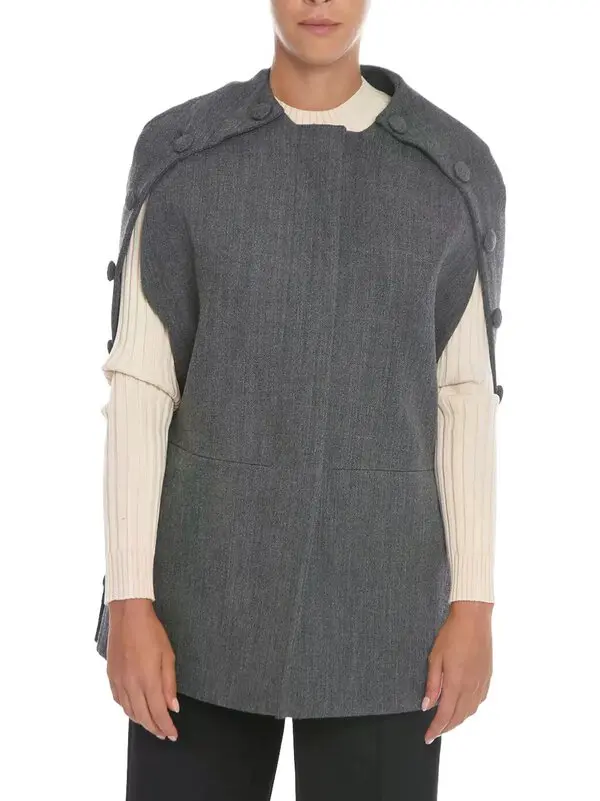 JIL SANDER Button-detailing Cape Jacket - Grey
