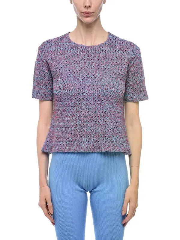 JIL SANDER Open-knit Short-sleeve Top - Blue