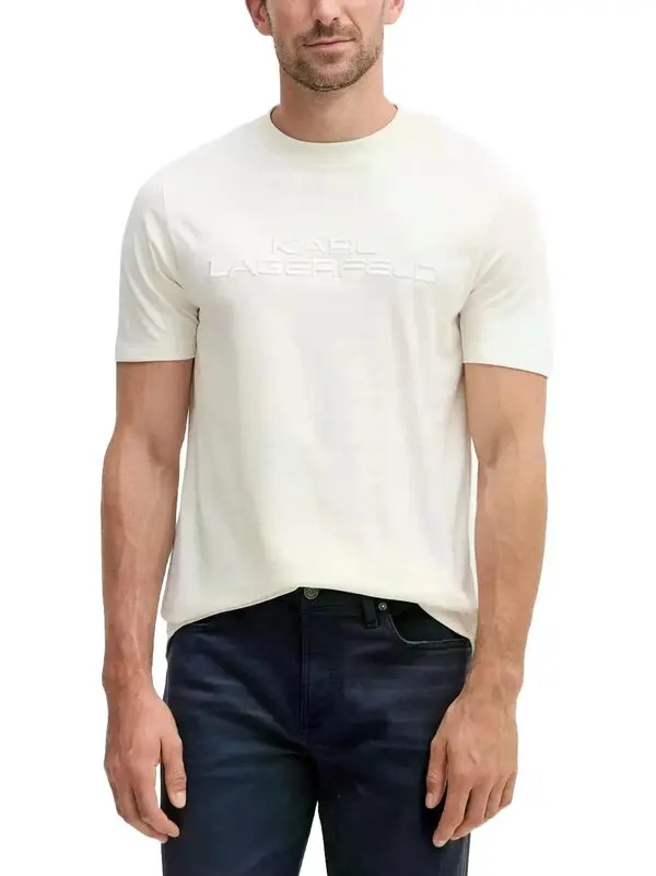 Karl Lagerfeld Logo-embroidered T-shirt - Neutrals