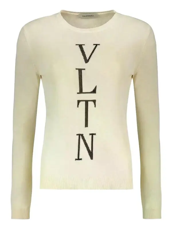 Valentino Garavani Vltn Logo Intarsia Knit Sweater - Neutrals