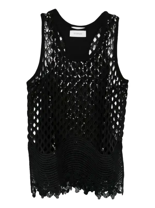 Sportmax Sequin-embellished Open-knit Top - Black
