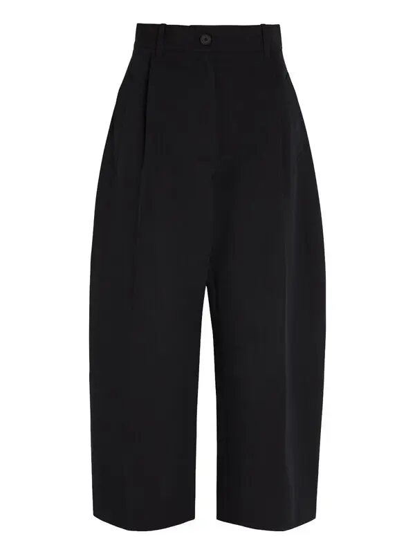 Studio Nicholson Barrel-leg Cotton And Linen-blend Trousers - Black