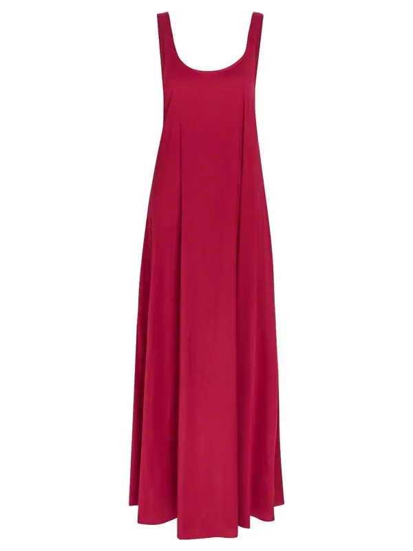 Max Mara Gathered-back Cotton-blend Maxi Dress - Burgundy
