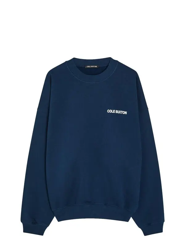 COLE BUXTON Sportswear Logo-print Cotton Sweatshirt - Navy