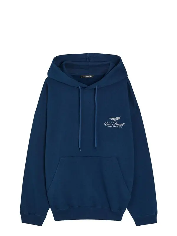 COLE BUXTON International Logo-embroidery Cotton Hooded Sweatshirt - Navy