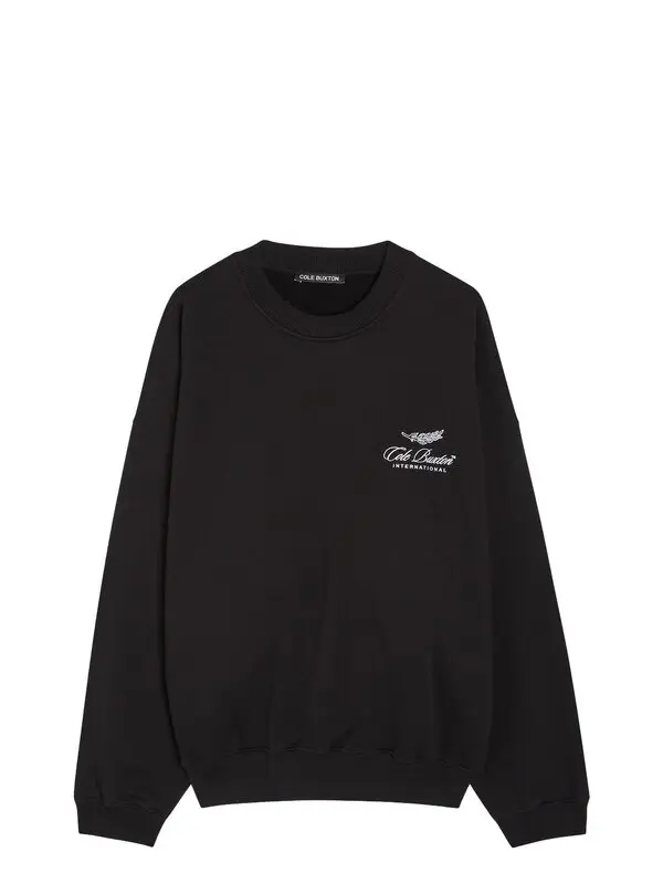 COLE BUXTON International Logo-embroidered Cotton Sweatshirt - Black
