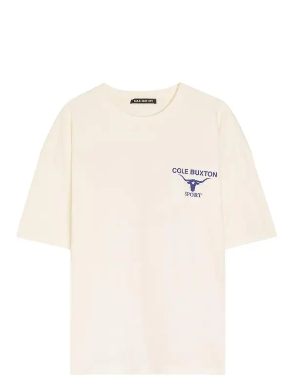 COLE BUXTON Longhorn Printed Cotton T-shirt - White