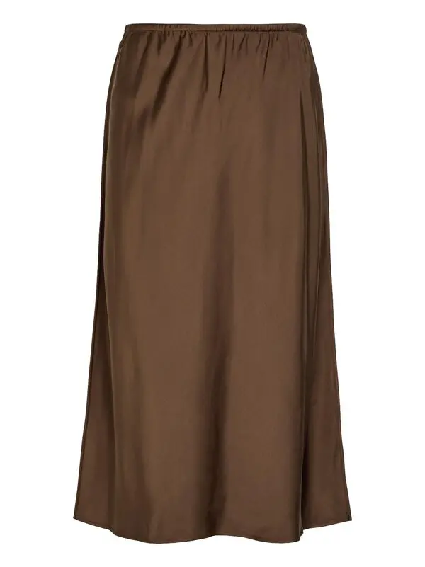 Vince Satin Slip Midi Skirt - Brown