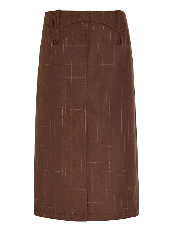 Tory Burch Wool-blend Midi Skirt - Brown